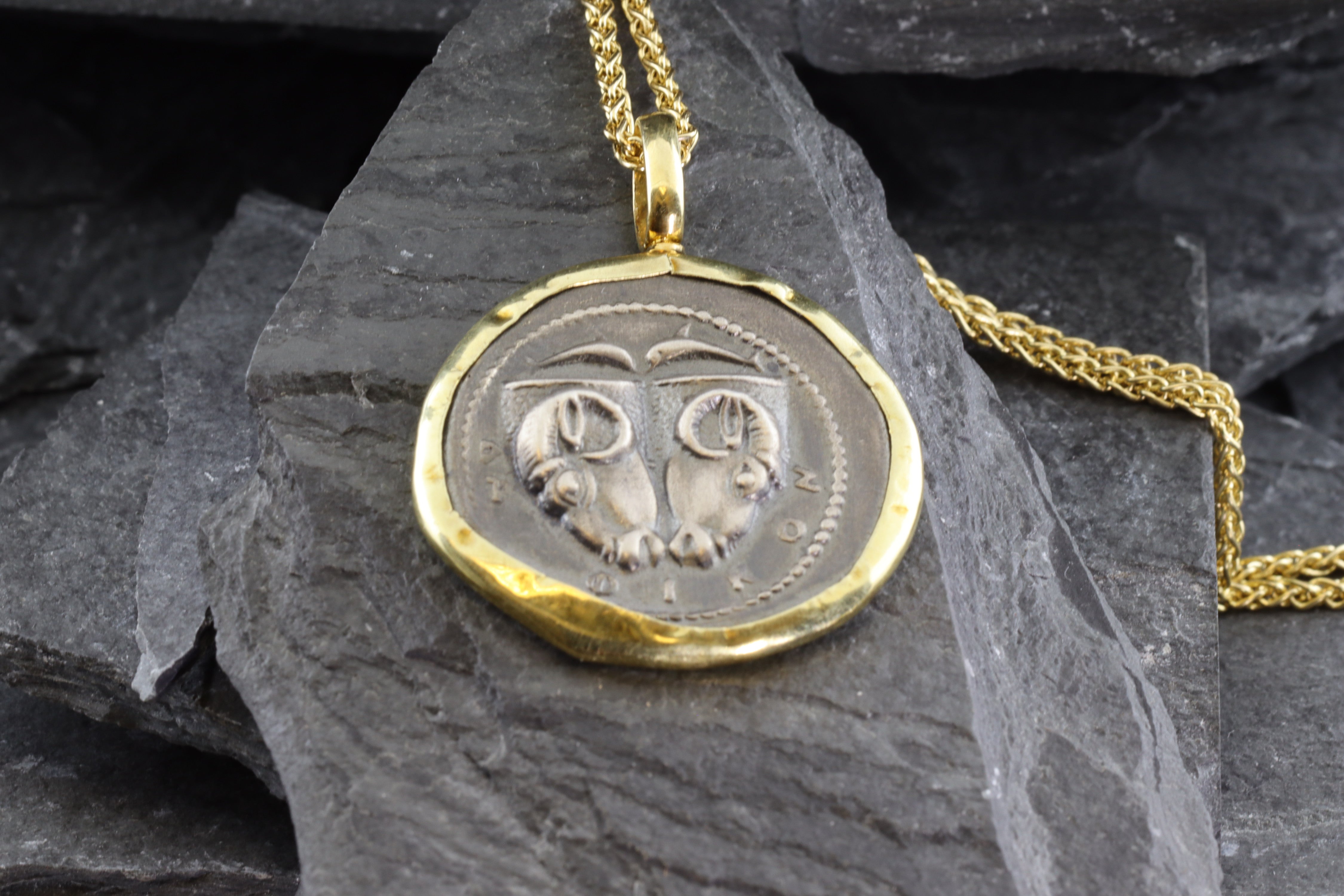 Gold Bezel Setting with Silver Ancient Greek Coin Pendant, Ram – Aura ...